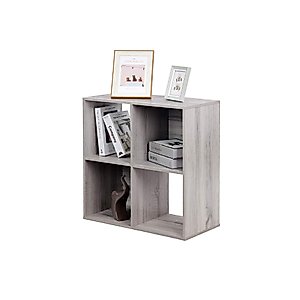 PACHIRA E-Commerce Wooden Storage Bookshelf, 4 Cube Unit Shelf, Closet Cabinet, DVD Rack File Organizer Bookcase Rack, Each Cube 11 Inch, Oak Grey