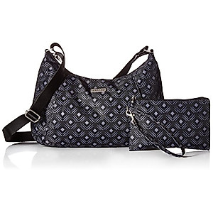 Baggallini Slim Crossbody Hobo, Black Diamond Print