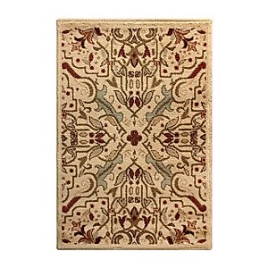 Casual Kaleidoscopic Indoor Area Rug Collection, Transitional Scrolling Geometric Scatter Accent Rug with Durable Jute Backing, 2' x 3', Beige by Blue Nile Mills