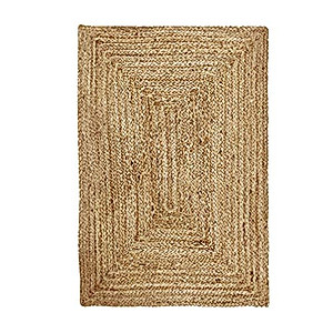 Hausattire Hand Woven Jute Braided Rug, 2'x3' - Natural, Reversible Farmhouse Accent Rugs for Living Room, Kitchen, Bedroom - 24x36 Inches
