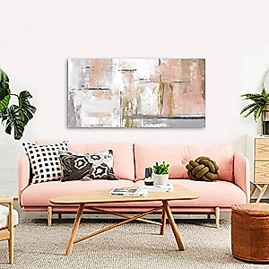TIDOES Abstract Wall Art for Girls Pink Wall Art for Living Room Gold Wall Decor Large Canvas Prints Painting Pictures for Wall Ready to Hang 20"x40"