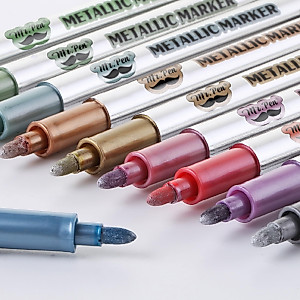 Mr. Pen- Metallic Paint Markers,10 Colors, Metallic Markers for Black Paper, Rock Painting, Card Making, Ceramics, Metal, Glass, DIY Photo Album, Scrapbooking Supplies, Metallic Non-Permanent Markers