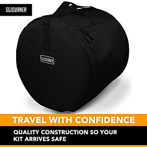 Drum Cases (5 Piece) - Travel Drum Bags Set for Standard Kits - Rugged Design & Thick Padding for Your Drumset Protection- Includes 22" Kick Bag, 12" Tom Case, 13 Tom, 16" Tom, 14" Snare