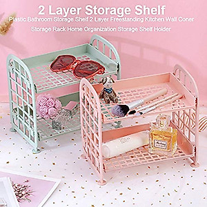 CHDHALTD Plastic Bathroom Storage Shelf,2 Layer Wall Coner Storage Rack, Home Organization Storage Shelf Holder for Kitchen Bathroom Coffee