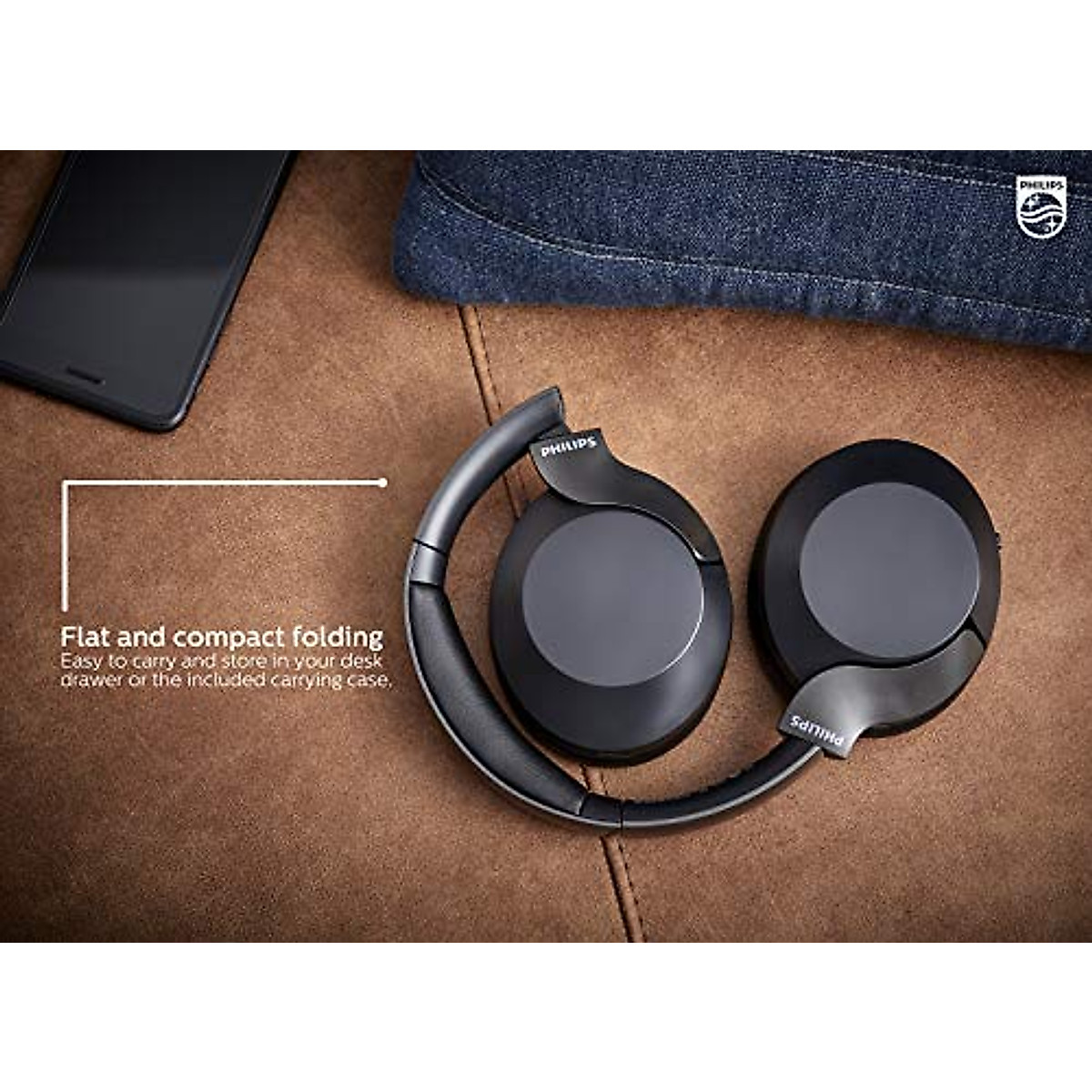 Philips PH805 Active Noise Canceling (ANC) Over Ear Wireless Bluetooth Performance Headphones w/Hi-Res Audio, Comfort Fit and 30 Hours of Playtime (TAPH805BK)