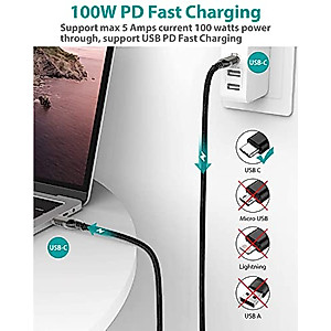 Elfesoul USB C to USB C Cable 10ft, USB C 3.2 Gen 2 Cable 20Gbps Data Transfer USB C Cable 100W PD Fast Charging Cable for MacBook Pro, iPad Pro, Galaxy S22, Nylon Braided, Black.