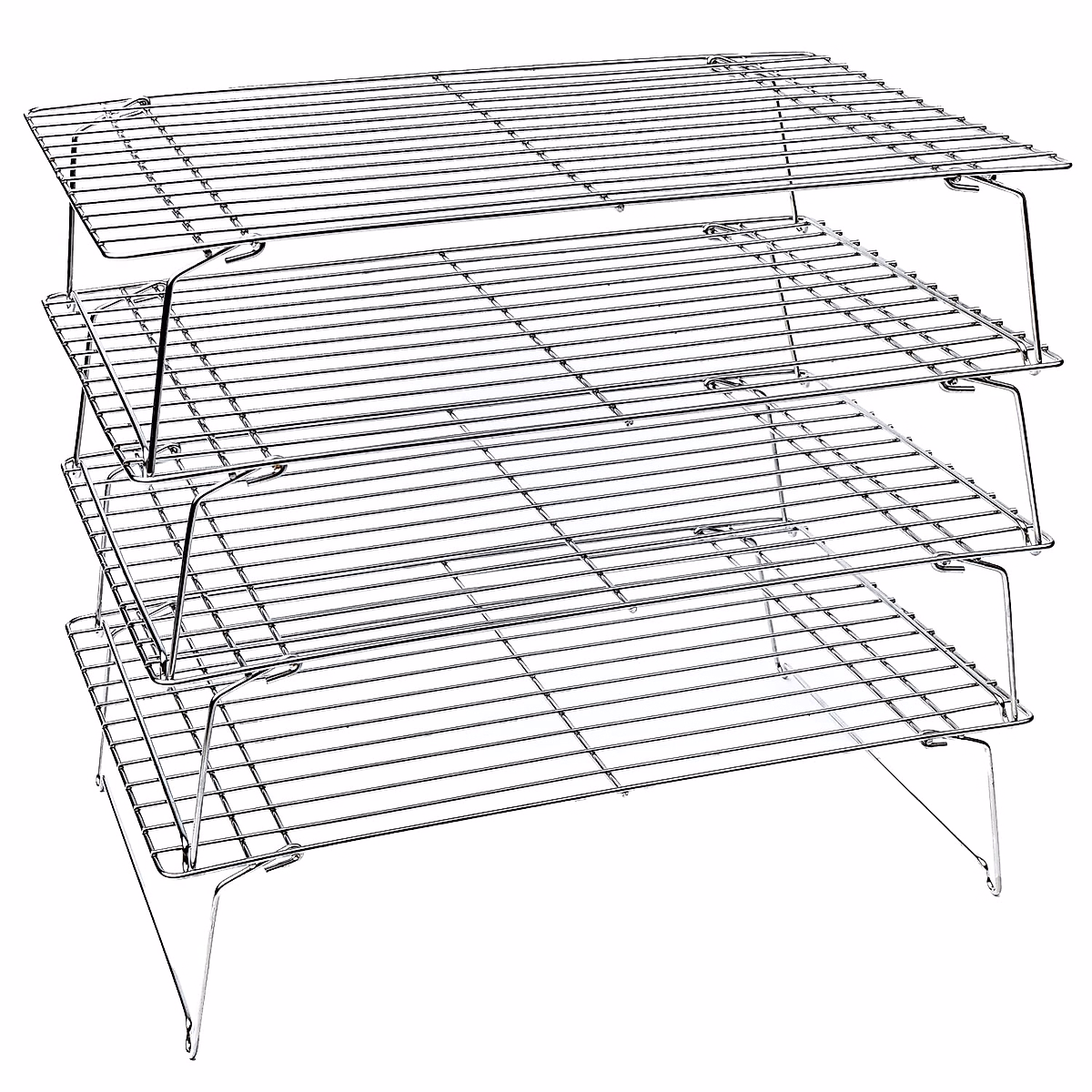 KITCHENATICS 4-Tier Stackable Cooling Racks for Baking, 100% Stainless Steel Wire Rack, Oven Safe Baking Rack, Oven Rack for Pizza, Cake, Bread, Cooling Rack for Cooking and Baking, Cookie Rack 15x10