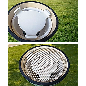 QQMaster 18" Plate Setter Big Green Egg Accessories Heat Deflector Smoking Plate Pizza Stone With 3 Legs For Large Big Green Egg,18" Kamado Grill,18" grilling surface Grill Grate Extender-Extra Thick
