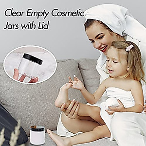 ZEJIA 1oz Plastic Jars with Lids, 6PCS Clear Small Plastic Jars, Empty Plastic Containers with Black Lids, Round Travel Jars for Cosmetics, Lotions, Acrylic Powder, Beauty Product, Slime