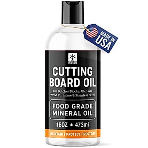 Mevell Food Grade Mineral Oil Made in USA 16 Oz, Butcher Blocks and Kitchen Countertops Conditioner, Food Safe Cutting Board Oil, Finish for Marble, Soapstone