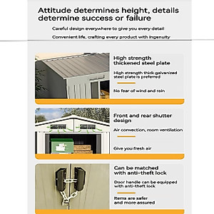 Outdoor Storage Shed, 6 x 4 ft, Galvanized Metal, Brown, for Garden, Backyard, Lawn, Terrace Tool Storage