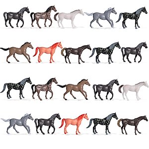Skylety 20 Pieces Plastic Small Toy Horse Figurines Bulk Mini Horse Figurines Party Favor Decorations Realistic Model Toy for Girls Boys