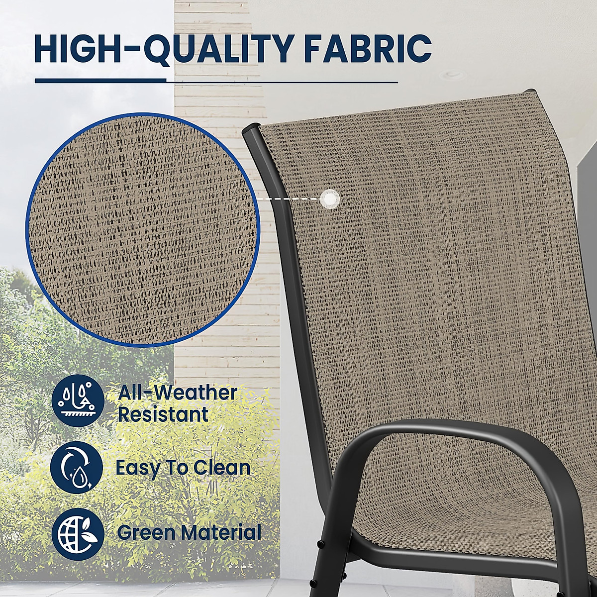 UDPATIO Outdoor Bar Stools of 4, All Weather Patio Bar Height Sets, High Back Patio Stools & Bar Chairs for Backyard, Balcony and Pool, Brown