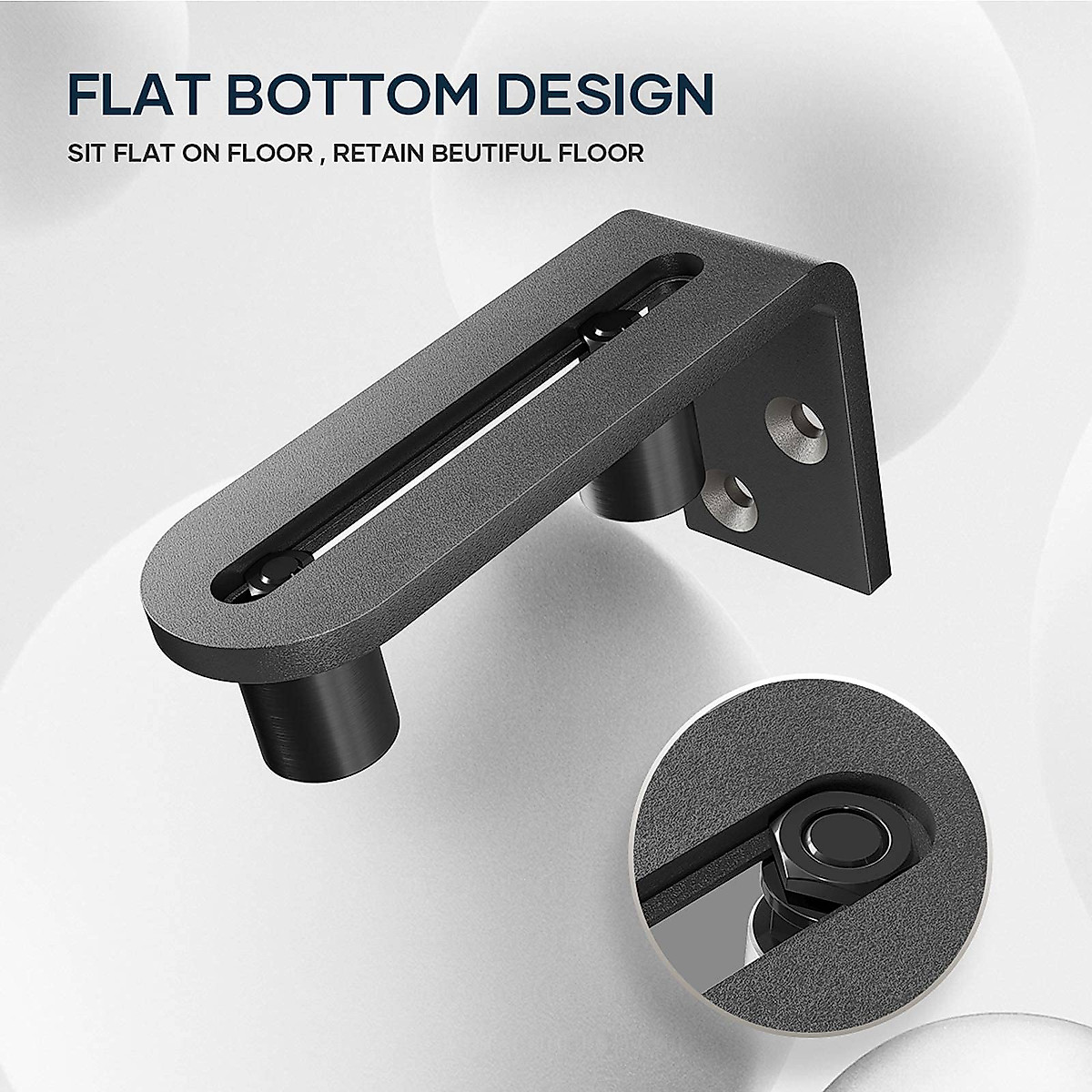 EaseLife 2 Pack Barn Door Floor Guide,2 Assemble Setup Options,Wall Mount System,Adjustable Ball Bearings Stay Roller,Flush Flat Bottom Design,Black