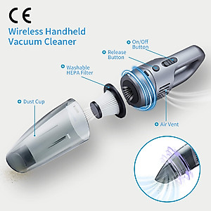 GRUNDIG Handheld Vacuums Cordless,Portable Handheld Vacuum Cleaner with Powerful Suction,5000PA Rechargeable Car Vacuum Cleaner, Handheld Hoover,Lightweight Wet Dry Vacuum for Home, Car and Pet