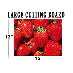 Cute Fresh Strawberry Kitchen Glass Cutting Board Decorative Strawberries Gift For Grandmother Wife Mom Design
