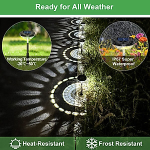 Bright Solar Pathway Lights 4 Pack,Warm White+Cool White LED Solar Lights Outdoor,IP67 Waterproof Solar Path Lights,Solar Powered Garden Lights for Walkway Yard Backyard Lawn Landscape Lighting Decor