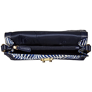 Vera Bradley Women's Faux Leather Tess Crossbody Purse, Wavy Stripe Navy, One Size