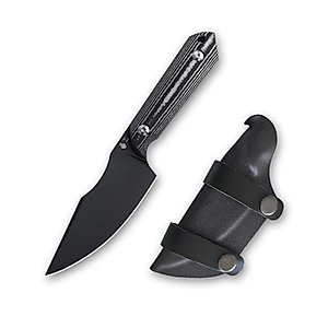 Kizer Harpoon Fixed Blade Knife, D2 Blade with Black Micarta Handle Hunting Knife, EDC Fixed Blade Knife with Sheath, Hiking Camping Knife 1040A1