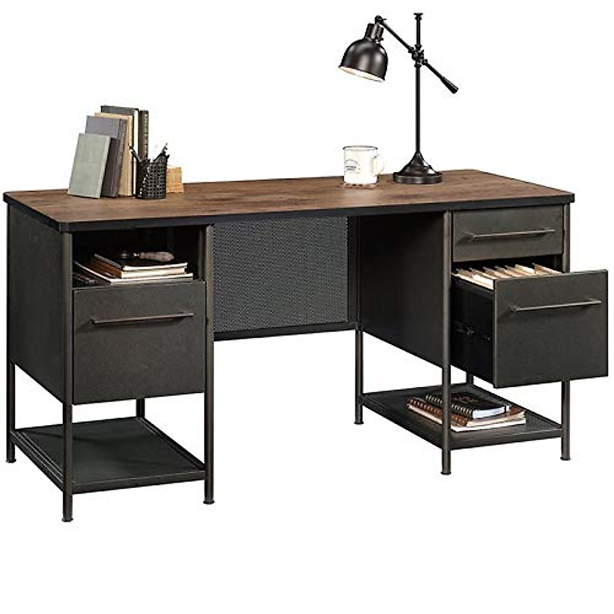 Sauder Boulevard Café Executive Desk, Black finish