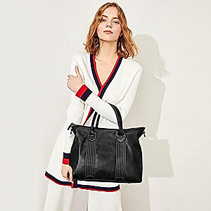 S-ZONE Women Soft Handbags Shoulder Purse Crossbody Bag Work Tote Bag Top Handle Satchels Faux Leather