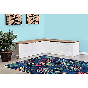 Riverbay Furniture 18" High Transitional Backless Wood Corner Kitchen Breakfast Nook Bench, with Hidden Storage, in White & Natural Finish