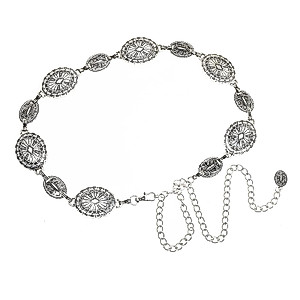 ILuvatar Waist chain women's metal chain dress with butterfly sweater chain Silver retro waist chain punk belt