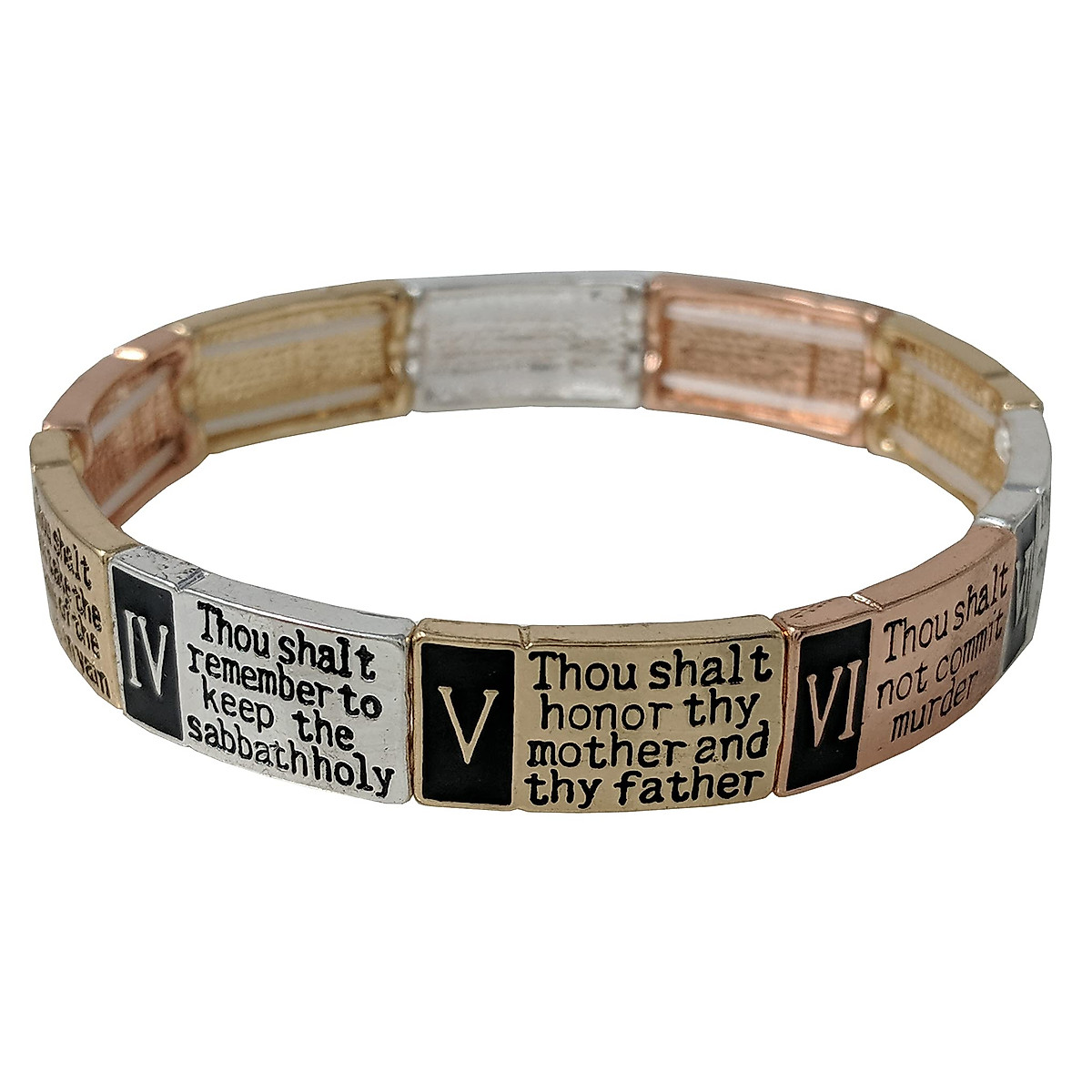 The Quiet Witness 4030192 10 Commandments Stretch Bracelet Christian Scripture Religious Thou Shalt Not Exodus 20 1-17