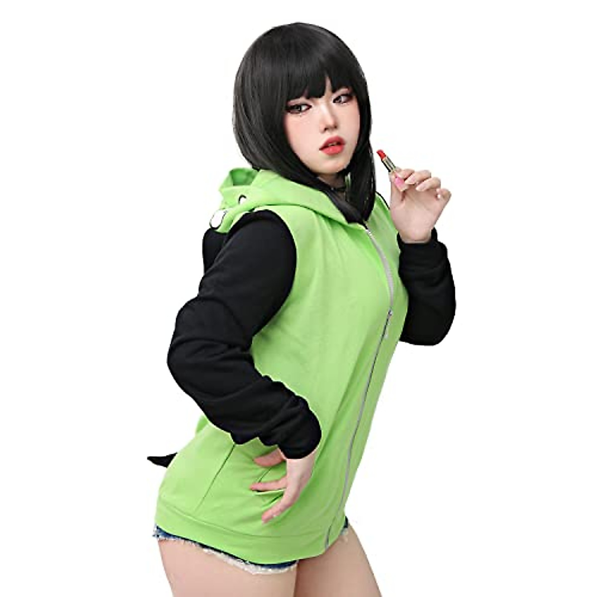 C-ZOFEK ZIM Cosplay Hoodie Mens Womens Green Coat with Ears for Halloween and St. Patrick's Day Costume