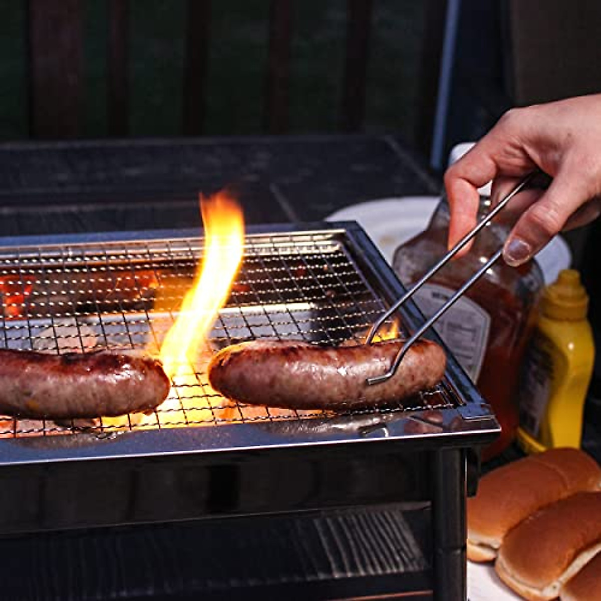 Neature Portable Charcoal Grill for Camping - 8.5in Tall BBQ Grill with Charcoal Fuel for Campsite or Backyard