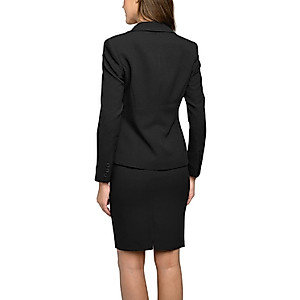Women's 2 Piece Skirt Suit Set Business Blazer Jacket and Pencil Skirt Black