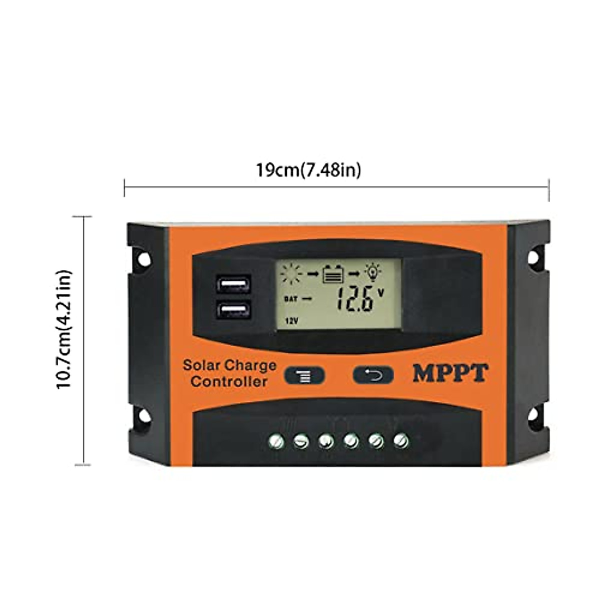Eaarliyam Mppt Controller,Solar Charge Controller Regulator 12v/24v 60a Mppt Orange Intelligent Discharge with LCD Display Solar80 for Home Industry
