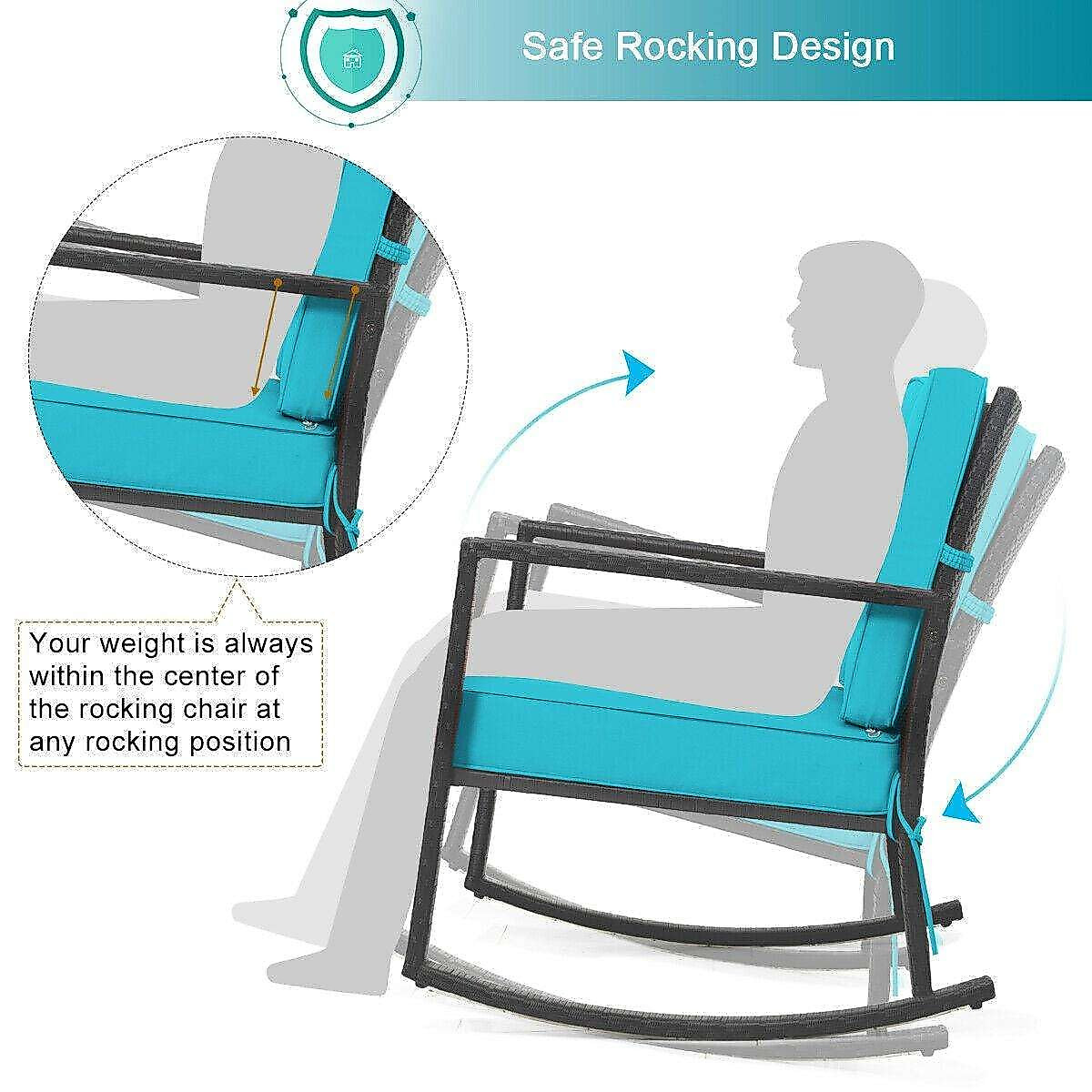 UYSB 2PCS Patio Rattan Rocker Chair Outdoor Rocking Chair Cushion Chair Rocking Chair Rocker Chair Rocker Camp Chair Rocker Recliner Rocking Camp Chair Rocking Chairs Outdoor Rocking cha