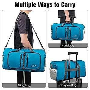 G4Free 40L 65L Foldable Duffel Bag Water Resistant Carry On Tote Bag Lightweight Packable Duffel Bag for Travel Overnight Weekender Bag for Men Women