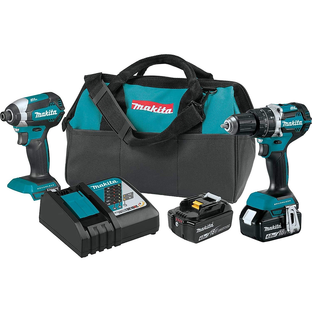 Makita XT269M 18V LXT Lithium-Ion Brushless Cordless 2-Pc. Combo Kit (4.0Ah) & B-49373 75 PC Metric Drill and Screw Bit Set