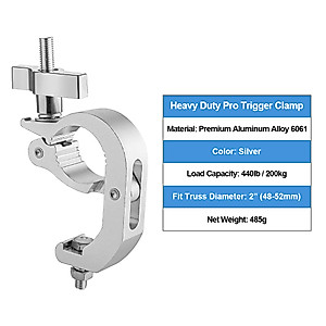 2 Inch Truss Clamp Stage Light Trigger Clamp, Eyeshot Heavy Duty 440lb Premium Stage Lighting Clamp, Perfect Fit OD 48-52mm of Pipe, Quick Release Truss Clamp for Moving Head Par Led Lighting Fixture