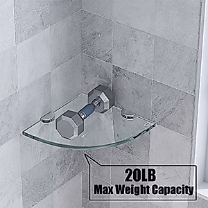 SHUAIAIW Bathroom Corner Organizer Shelves Shower Caddy Shelf Wall Mount Set of 2 Tempered Glass Shelf Shower Holder for Shampoo and Soap Organizer Adhesive Corner Shelf No Drilling