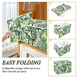 Kigai Wild Dinosaur Storage Basket with Lid Collapsible Storage Bin Fabric Box Closet Organizer for Home Bedroom Office 1 Pack