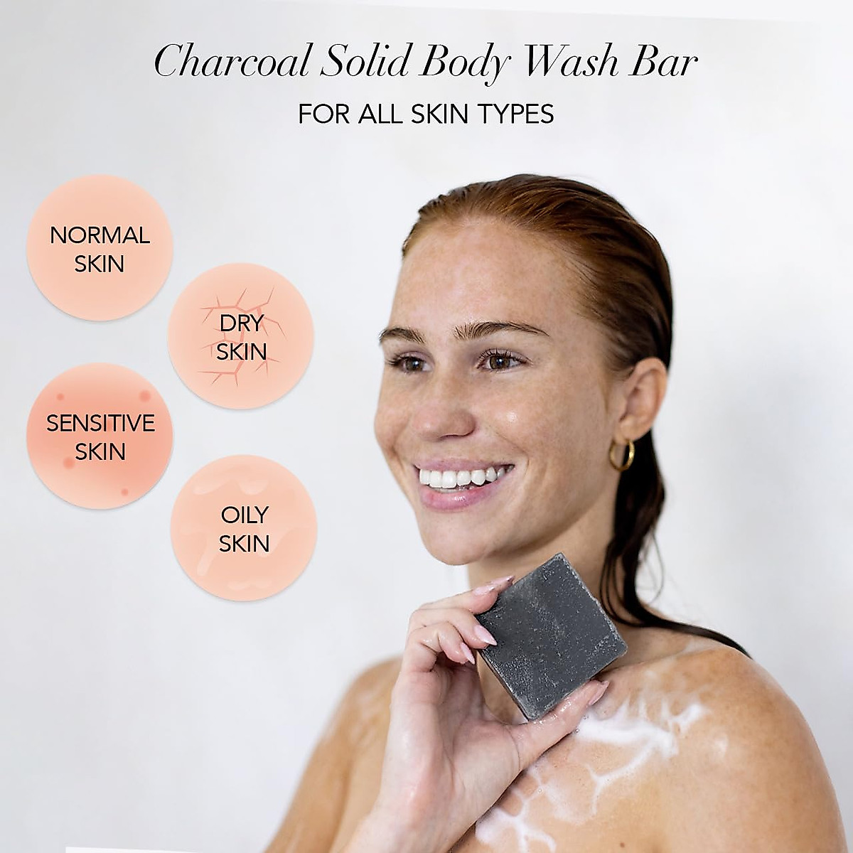 Kitsch Charcoal Soap Bar - Black Soap Bar for Detoxifying Skin | Charcoal Bar Soap for Men | Activated Charcoal Soap for Women Made in USA | Carbonic Soap Bar & Vegan Black Bar Soap for Oily Skin, 4oz