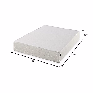 ZINUS 12 Inch Ultima Memory Foam Mattress, Full, Fiberglass Free, Pressure Relieving, CertiPUR-US Certified, Mattress in A Box, White