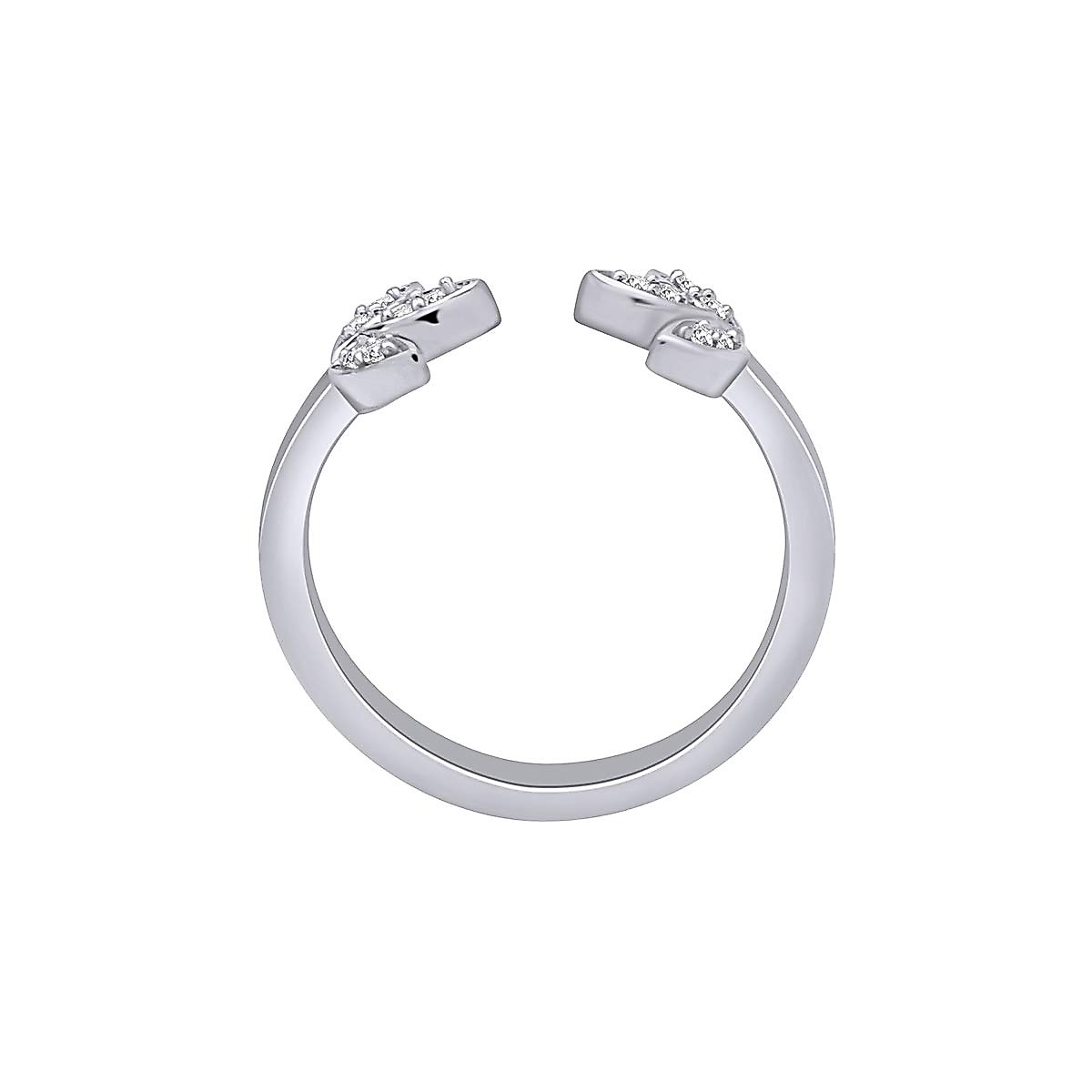 Natural Diamond Accent Open Leaf Wedding Band Ring in 14k White Gold Plated 925 Sterling Silver (0.05 Cttw, I-J Color, I2-I3 Clarity) Ring Size-7