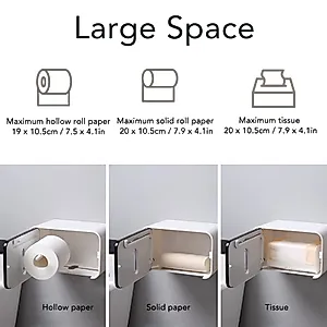 Wall Mounted Bathroom Paper Towel Holder, Non Perforated Toilet Paper Roll Holder, Large Capacity Waterproof Paper Towel Dispenser, Double Spout for Soap, Cell Phone or Other Items(Black)