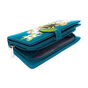 Shag Wear Large Women's Animal Wallet Vegan Leather 7" (Bumblebee Tattoo Teal)