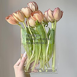 Clear Book vase for Flowers - Aesthetically Designed Acrylic Book Vase for Bookshelf Decor and Centerpieces - Ideal Bookish Gift for Women Friends - Inspirational Phrase (Black)