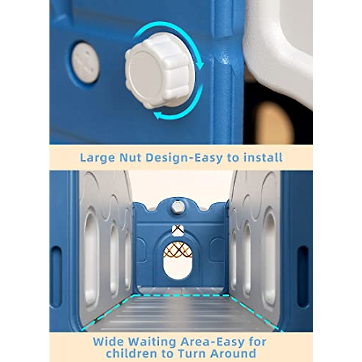 XJD 7 in 1 Toddler Slide Set, Kids Slide for Toddlers Age 1+, Toddler Climber Slide PlaySet with Basketball Hoop and Ball,Outdoor Indoor Playground for Toddlers 1-3 (Blue)