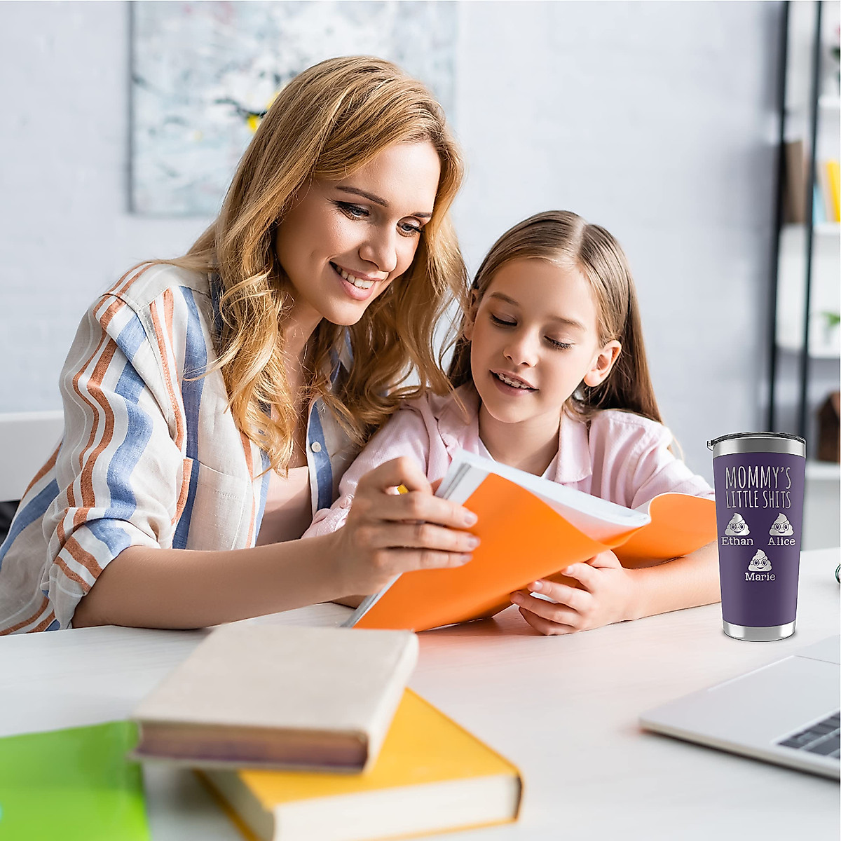 Funny Mothers Day Gifts, Personalized Mommy's Little Kids Tumbler w/Kids Names & Emojis, 9 Colors, 30 Oz, Mothers Day Gifts from Daughter, Son, Kids - Gifts For Mom, Grandma