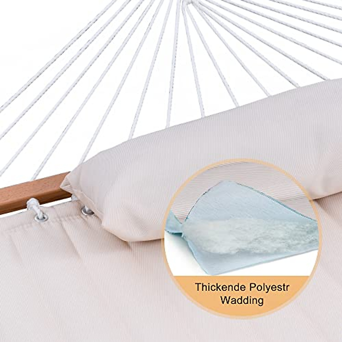 Lazy Daze Quilted Fabric Hammock with 12-Foot Stand, Double 2-Person Hammock with Pillow for Outdoor Outside Patio, Garden, Backyard, 450LB Capacity, Beige