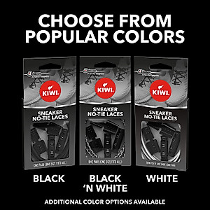 KIWI Sneaker No-Tie Shoe Laces, Black, One Size Fits All, 1 Pair