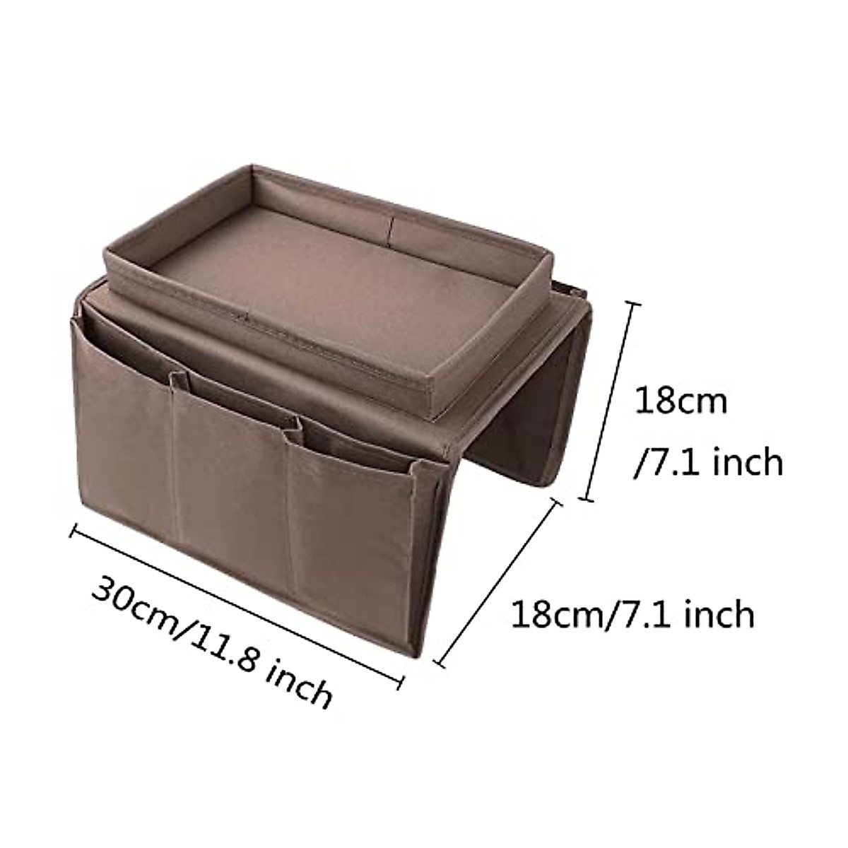 Sofa Armrest Organizer with Cup Holder, Non-Slip Armchair Caddy TV Remote Control Holder Sofa Tray Armchairs Table Storage Bag with 4 Pockets for Cellphone Tablet Book Drinks(11.8 x 7.1x 7.1 inch)