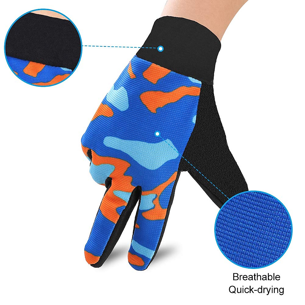 Accmor Kids Cycling Gloves, Kids Fishing Gloves, 4-10 Years Boys Girls Kids Sport Gloves, Breathable Non-Slip Full Finger Gloves for Child Cycling Climbing Riding Biking Outdoor, Blue Orange